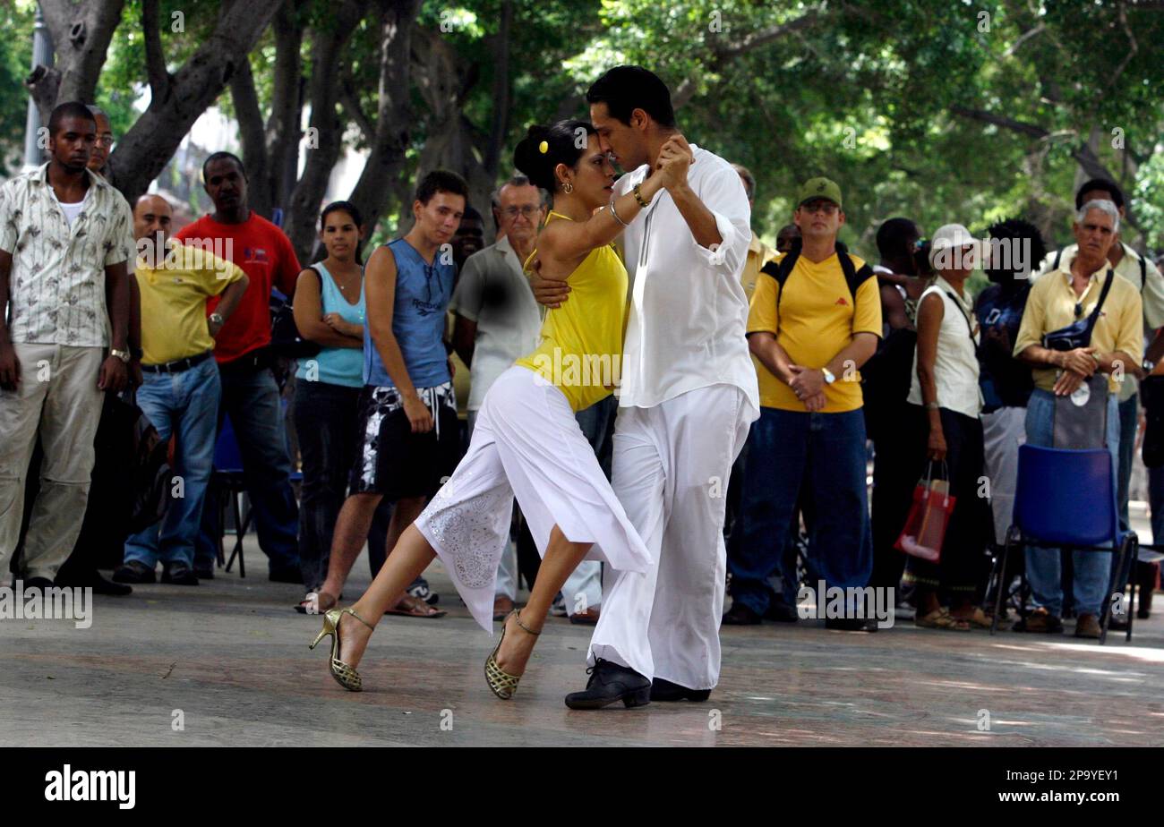 A Cuban tango couple performs during the first Tango Festival at the ...
