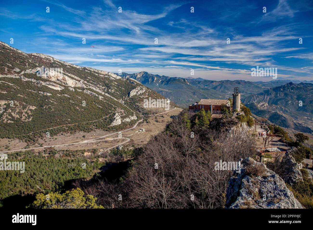 View from Queralt sanctuary on Berga in the mist Stock Photo - Alamy