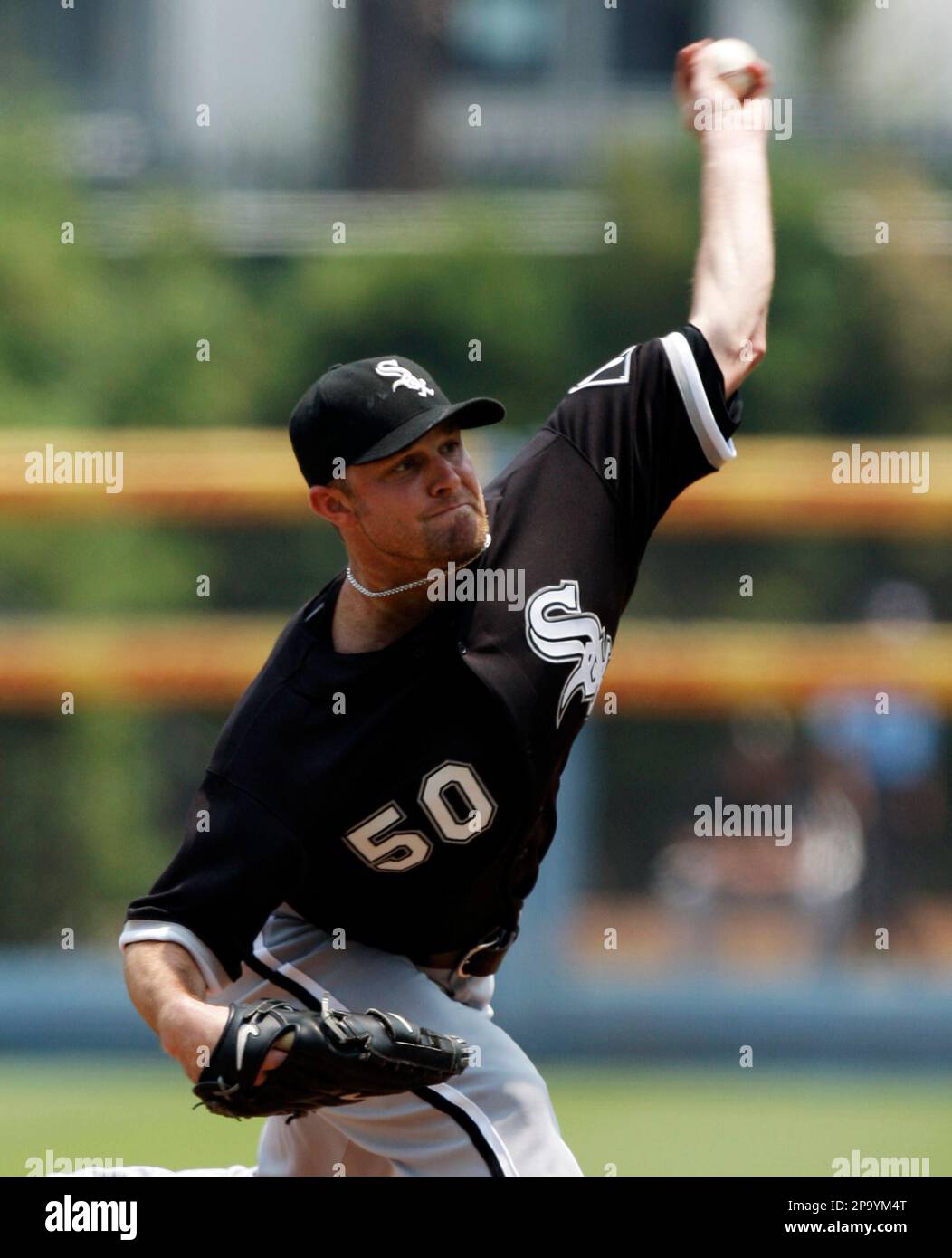 Chicago White Sox pitcher John Danks throws against the Los Angeles ...