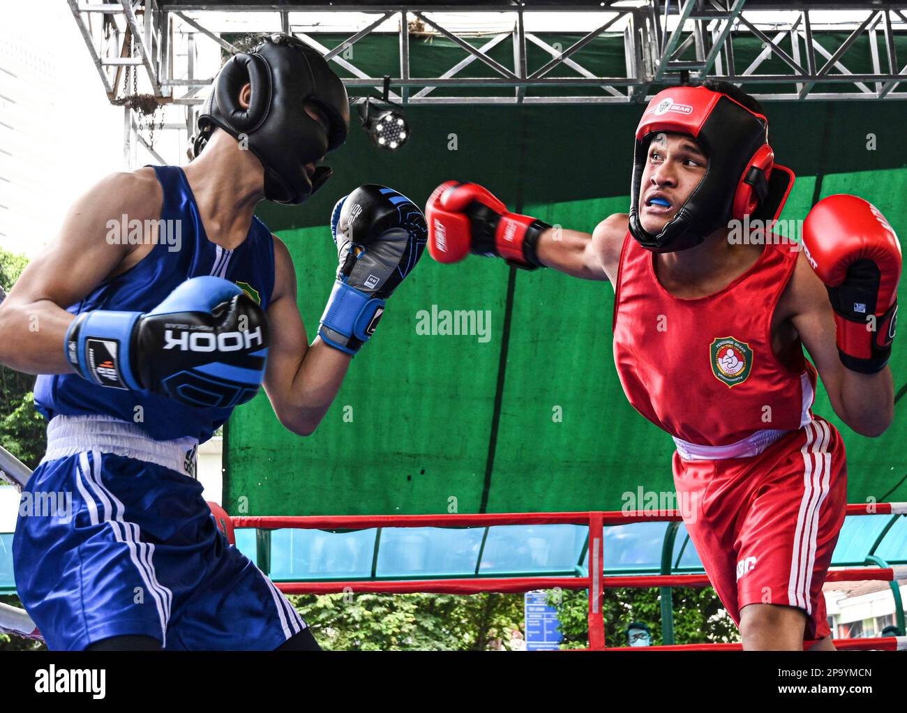 Jakarta, Indonesia. 11th Mar, 2023. Amateur boxers compete during ...
