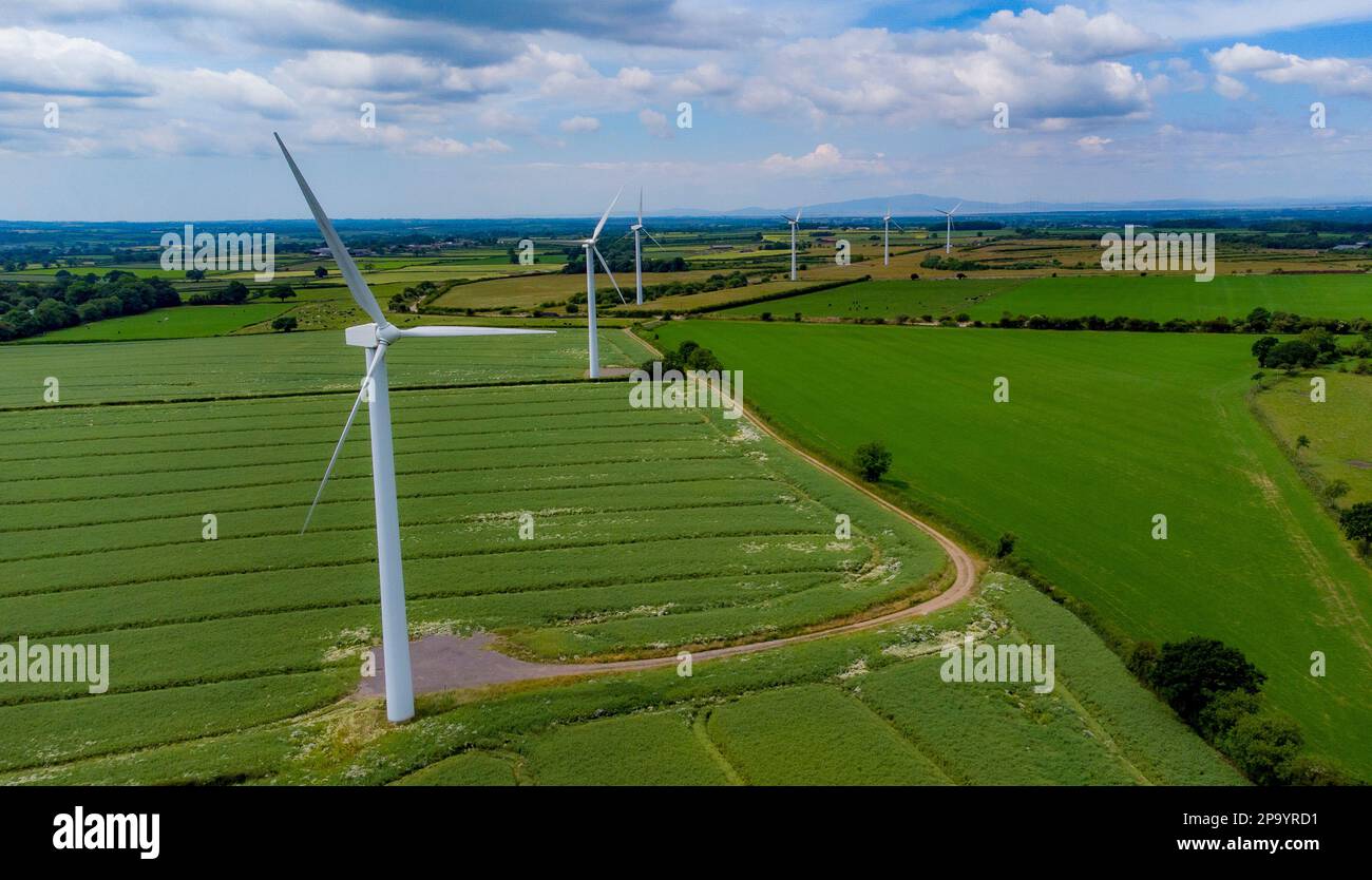 On shore British Windfarms Great Orton Windfarm Stock Photo - Alamy