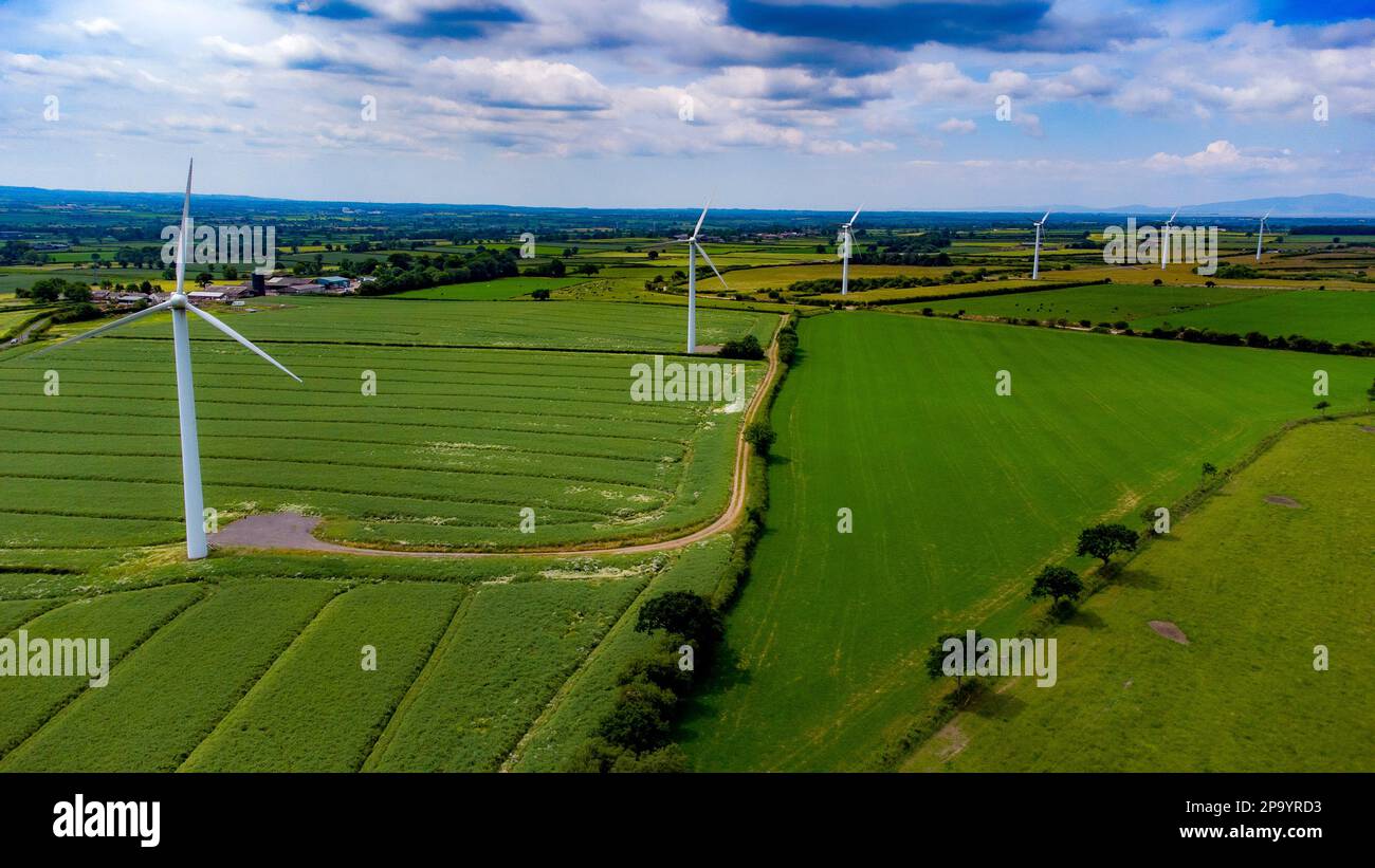 On shore British Windfarms Great Orton Windfarm Stock Photo - Alamy