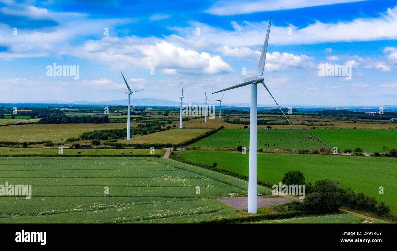 On shore British Windfarms Great Orton Windfarm Stock Photo - Alamy