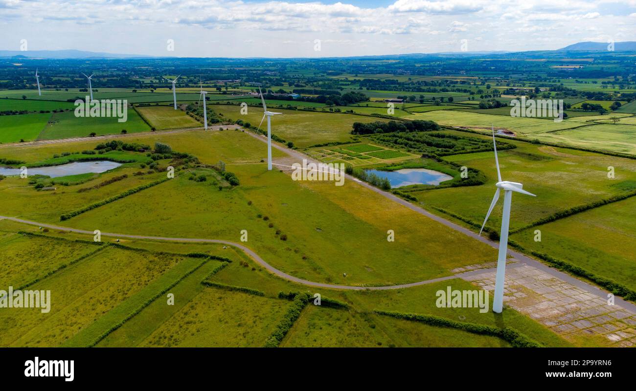 On shore British Windfarms Great Orton Windfarm Stock Photo - Alamy