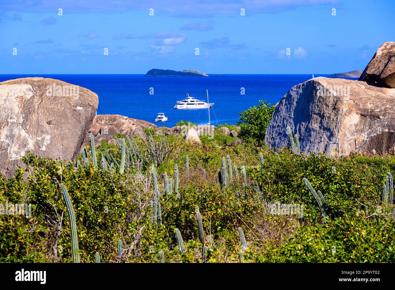 Huge boulder near Devil's Bay in Virgin Gorda Island. Landscape of ...