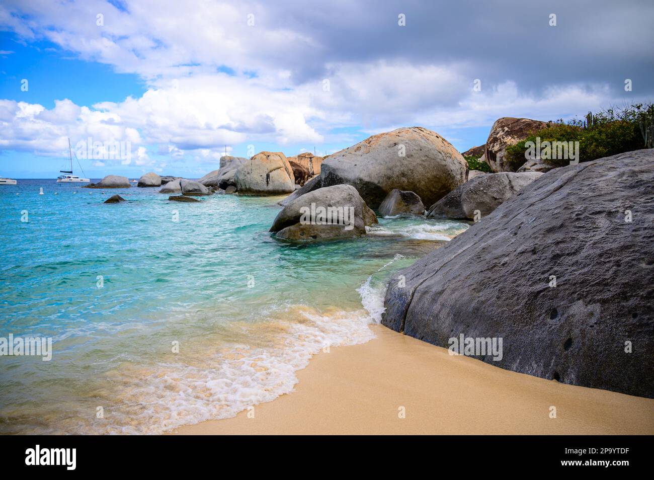 Tropical beach at the Baths in Virgin Gorda, British Virgin Islands ...