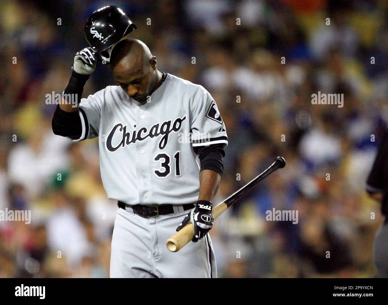 Chicago White Sox's DeWayne Wise reacts after striking out to end the ...