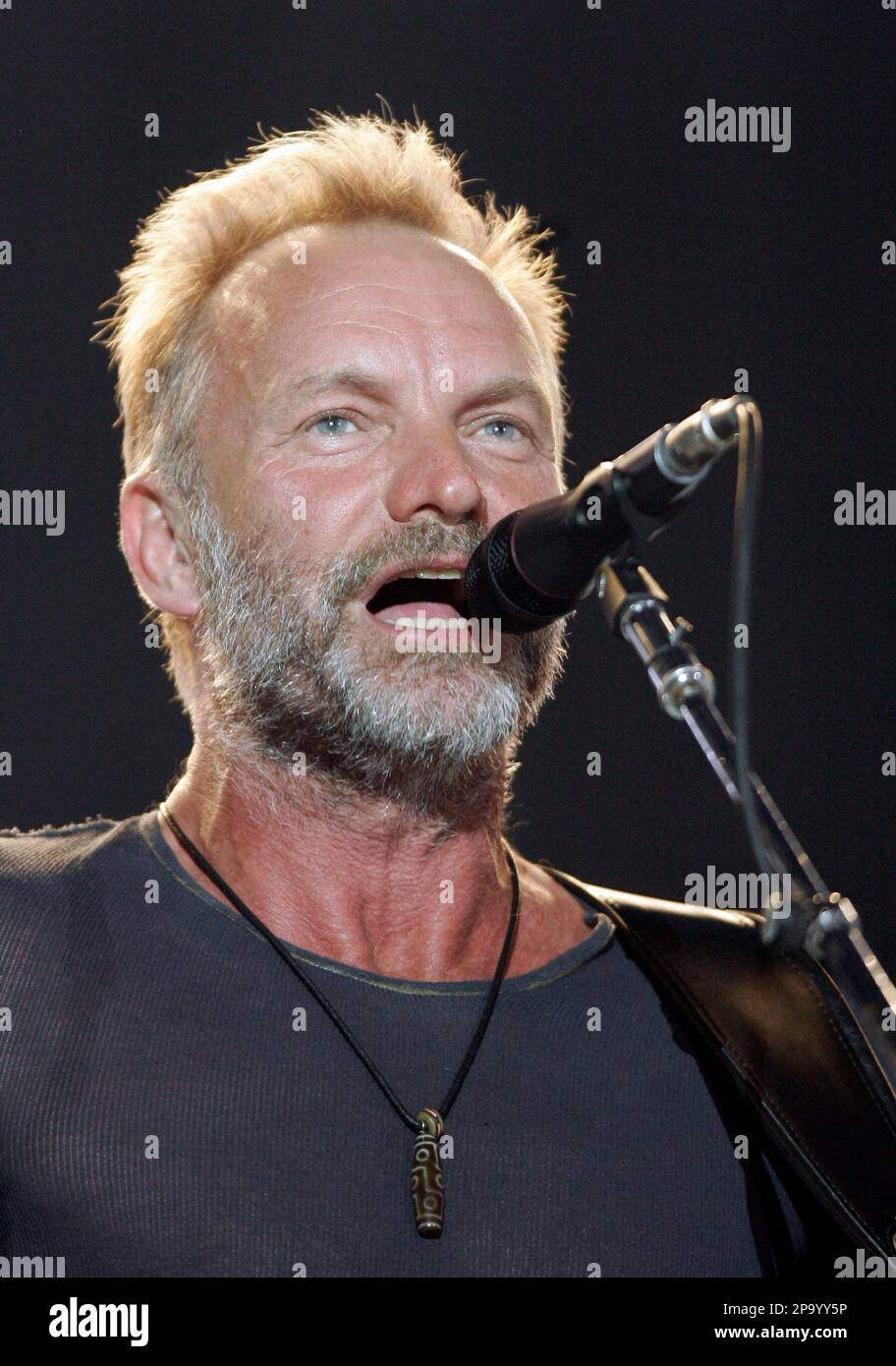 Musician Sting from the British band The Police performs on stage ...