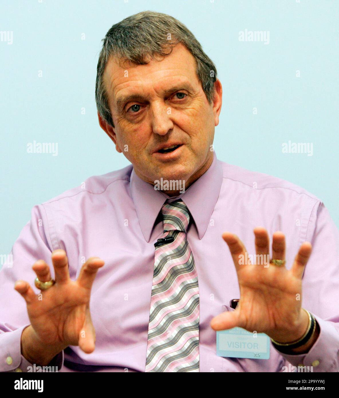 National Hurricane Center Director Bill Read gestures as he talks to ...