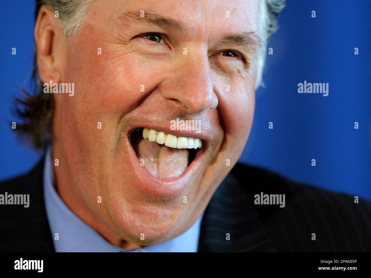 New Tampa Bay Lightning head coach Barry Melrose laughs during a news ...