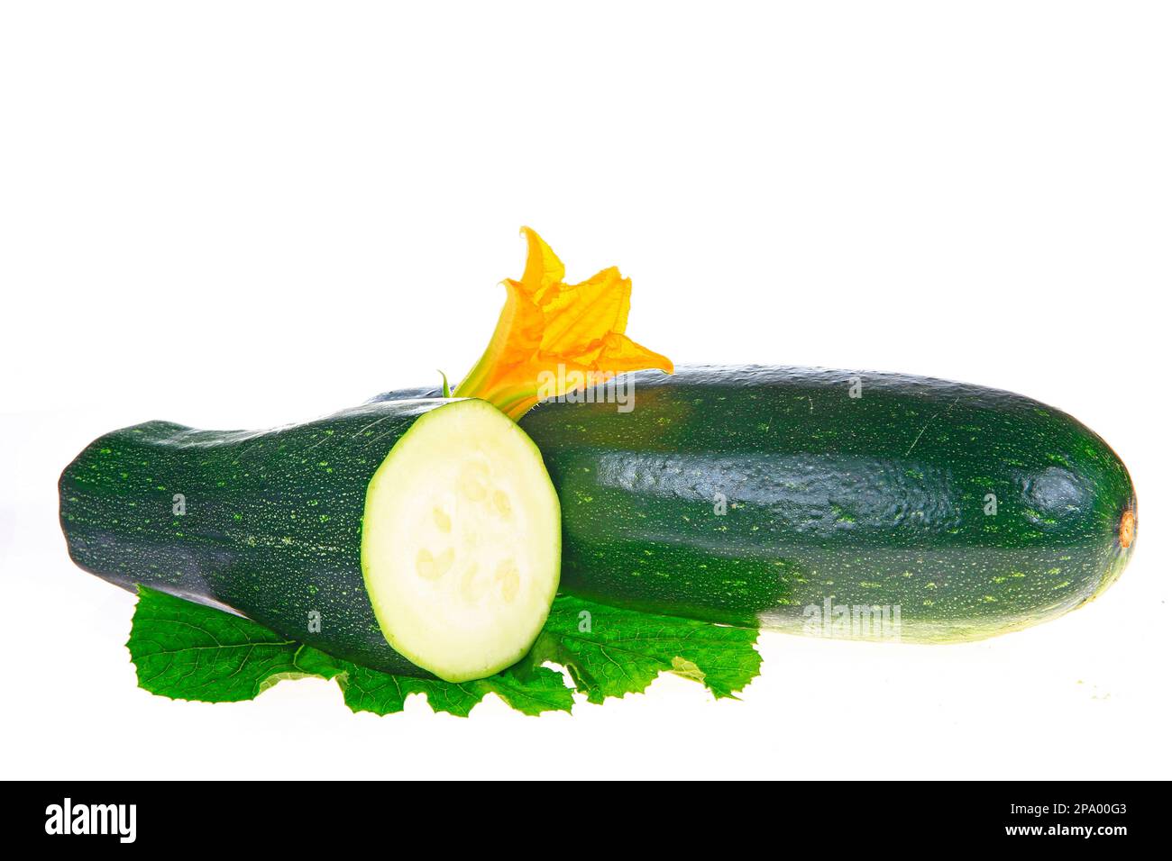 Fresh zucchini on a white background, close-up pictures Stock Photo - Alamy