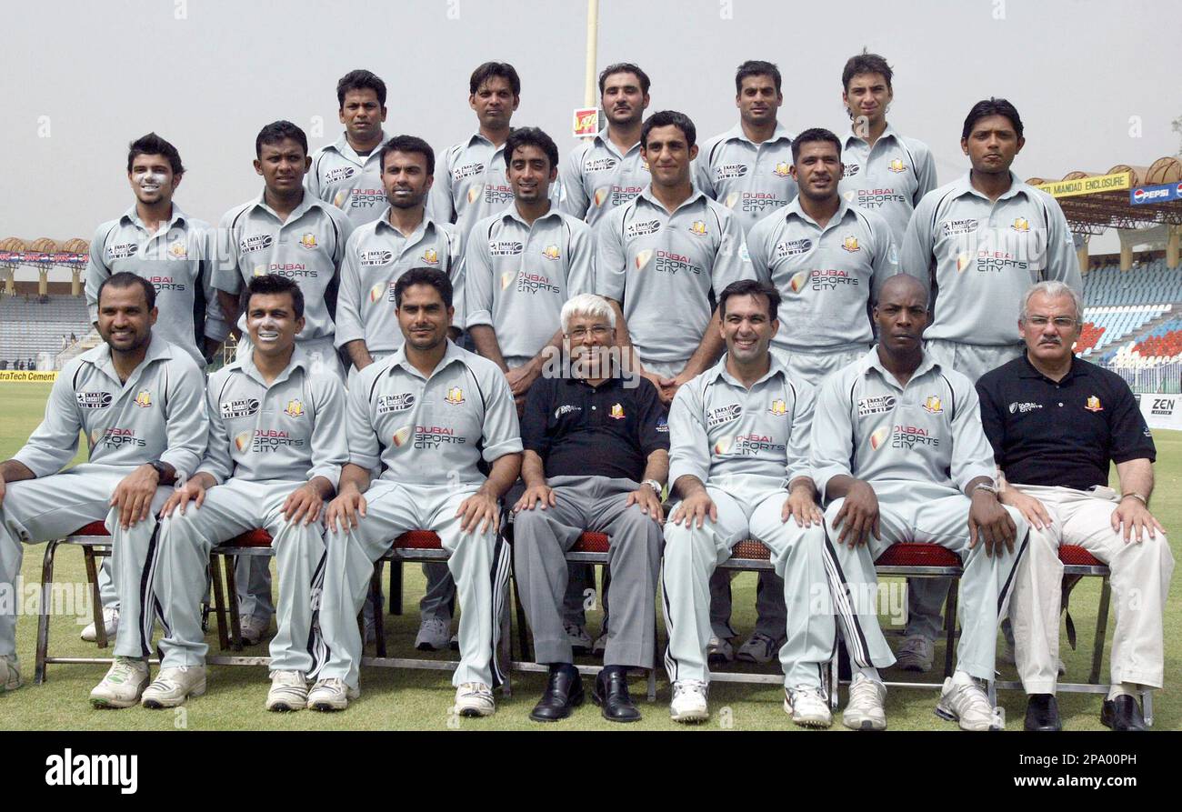 Officials and players of United Arab Emirates cricket team pose for ...