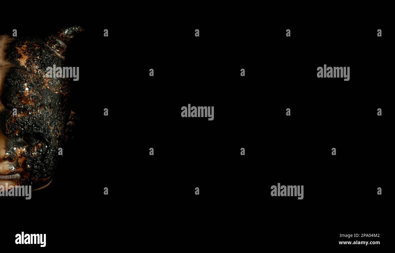 banner with scary Isolated spooky possessed baby girl doll head creepy ...