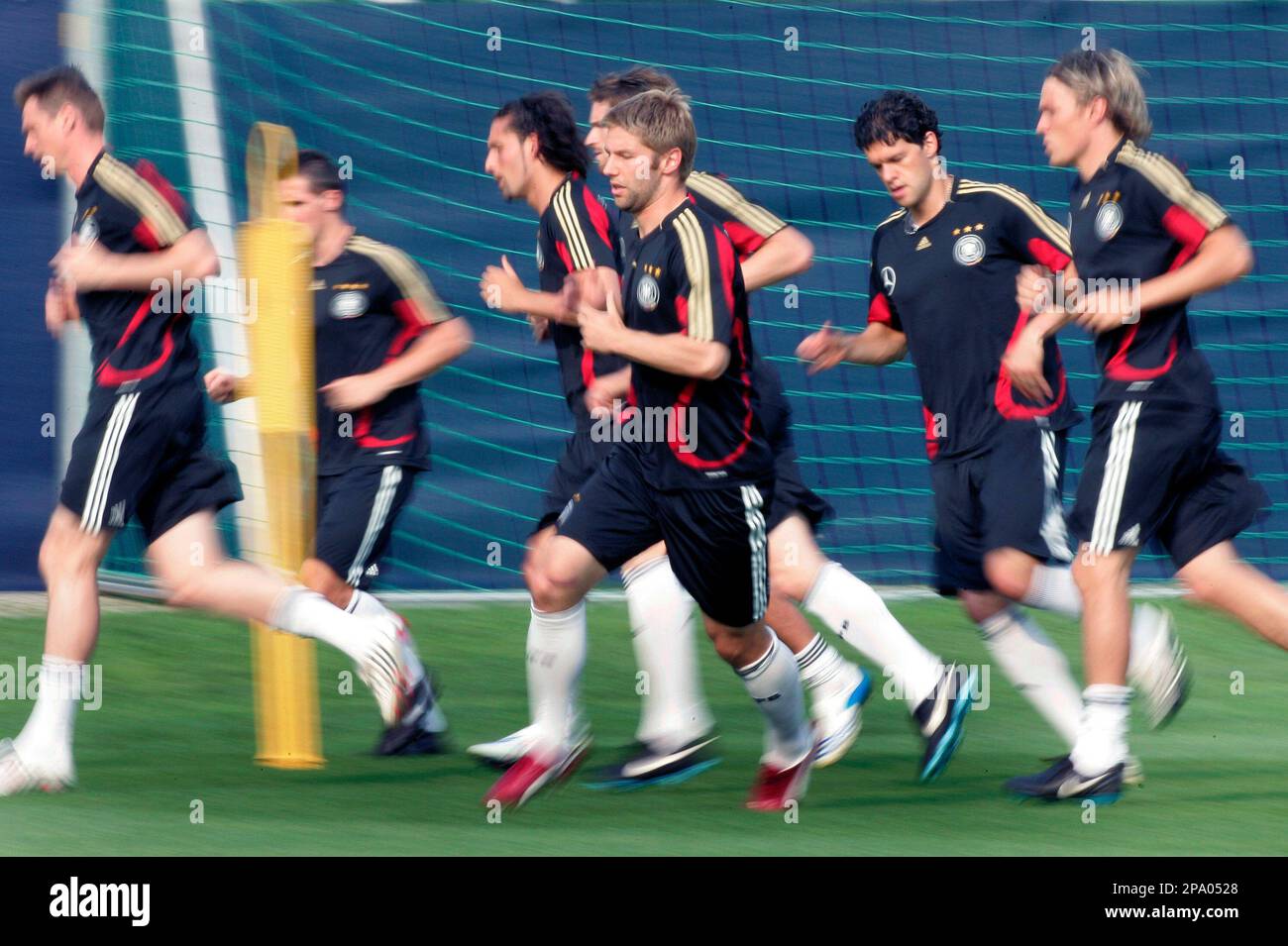 German players run during a training session of the German national ...