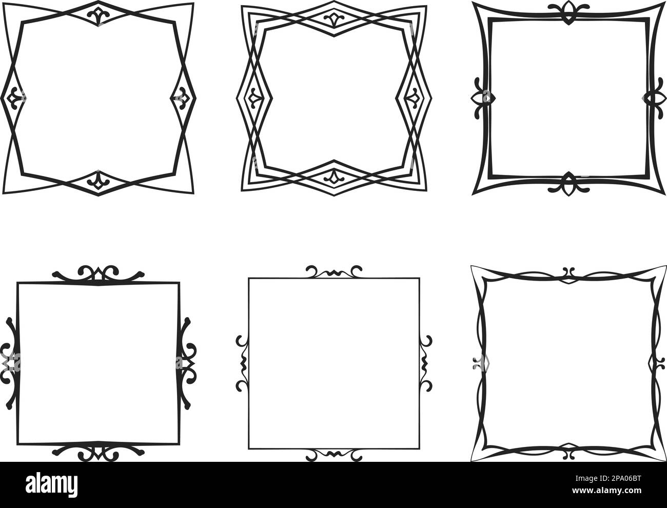 Square Frame Vector Set Ornamental Calligraphic Stock Vector Image