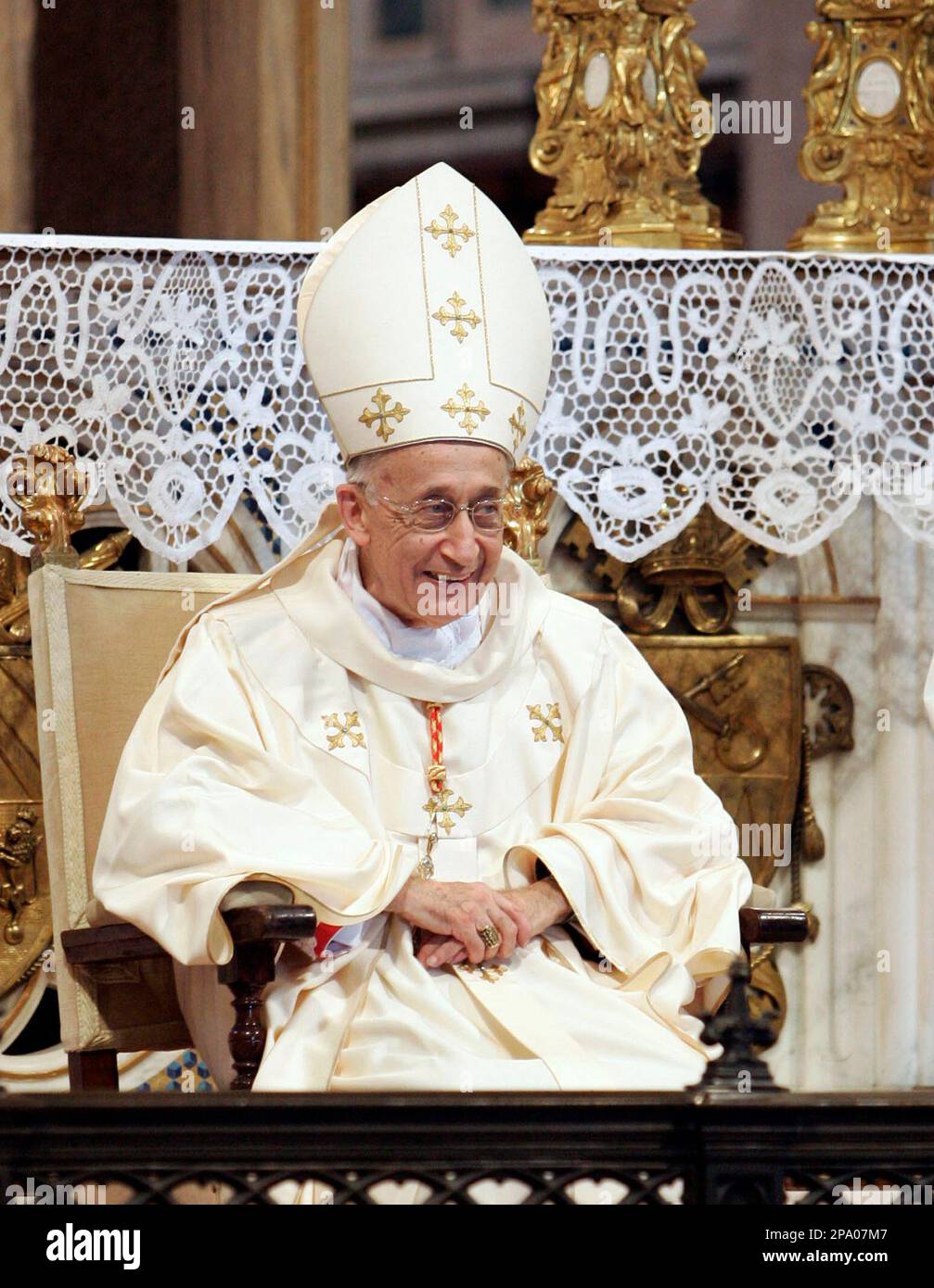 Italian Cardinal Camillo Ruini, Archpriest of the Papal Lateran Basilica, smiles in Rome's St ...