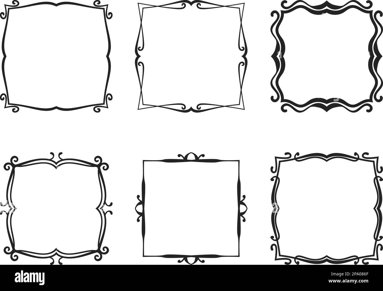 Square frame vector set ornamental calligraphic Stock Vector Image ...