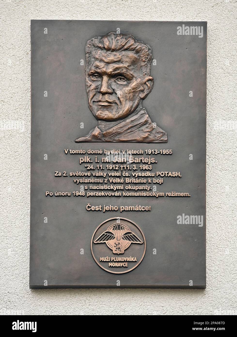 Trebic, Czech Republic. 11th Mar, 2023. Unveiling of plaque in ...