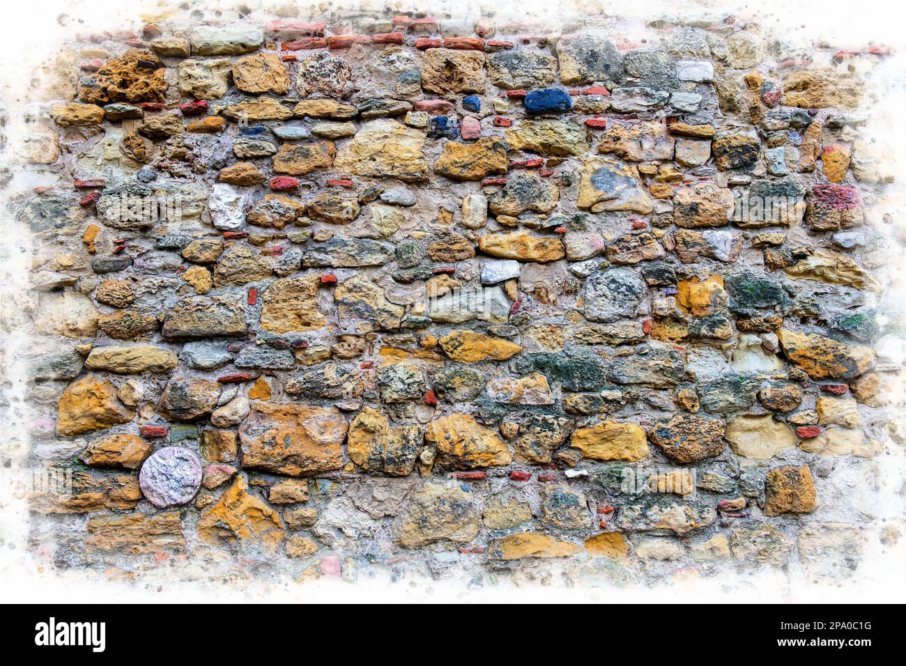 Bricklaying technique of ancient times, Lisbon Castle, Portugal Stock ...