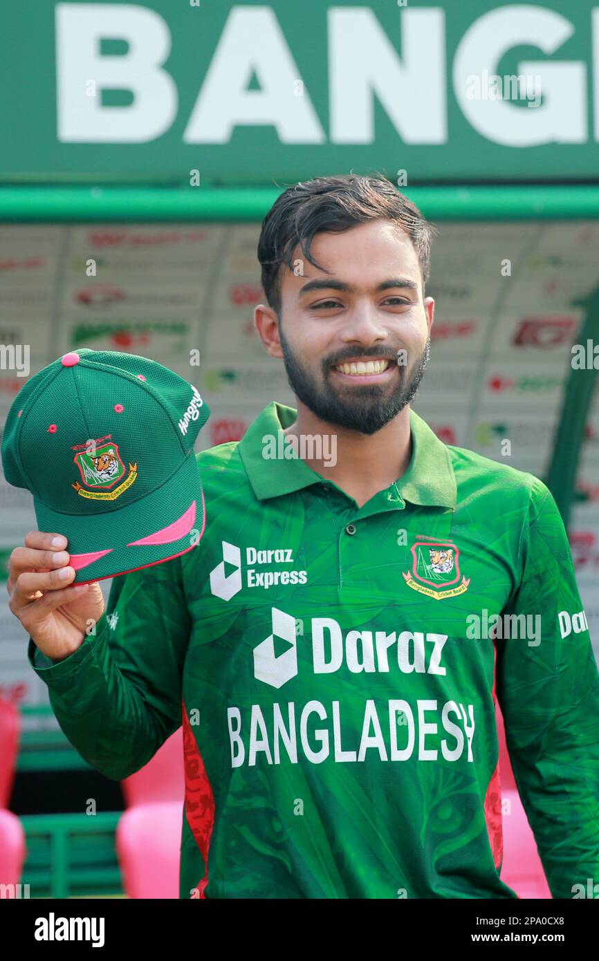 Debutant batter Towhid Hridoy during Bangladesh-England 1st T20I match ...