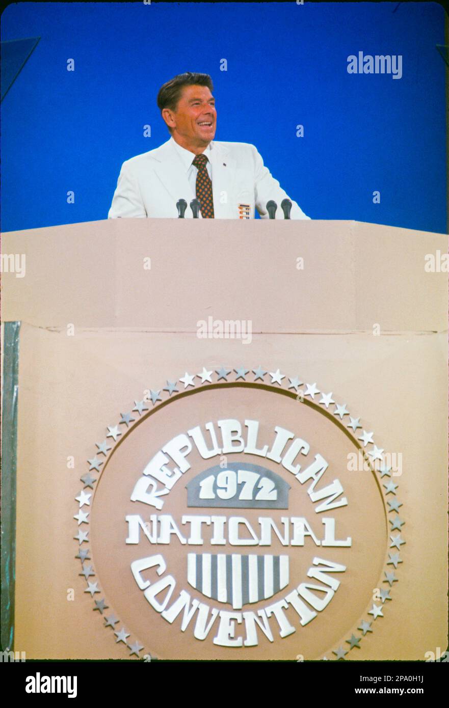 Governor Ronald Reagan (Republican of California) speaks at the 1972 ...
