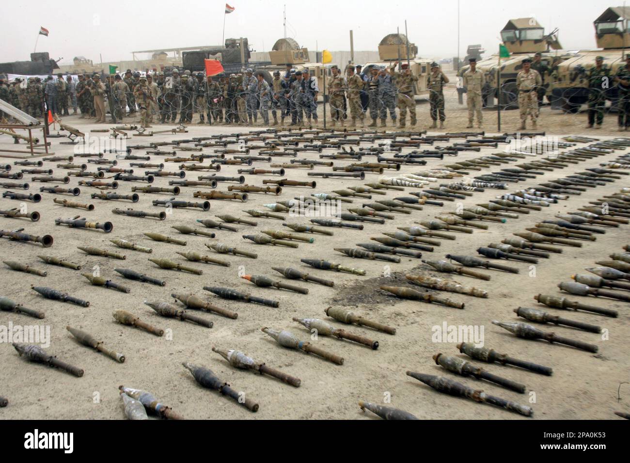 Weapons seized by Iraqi security forces during recent operations in the ...