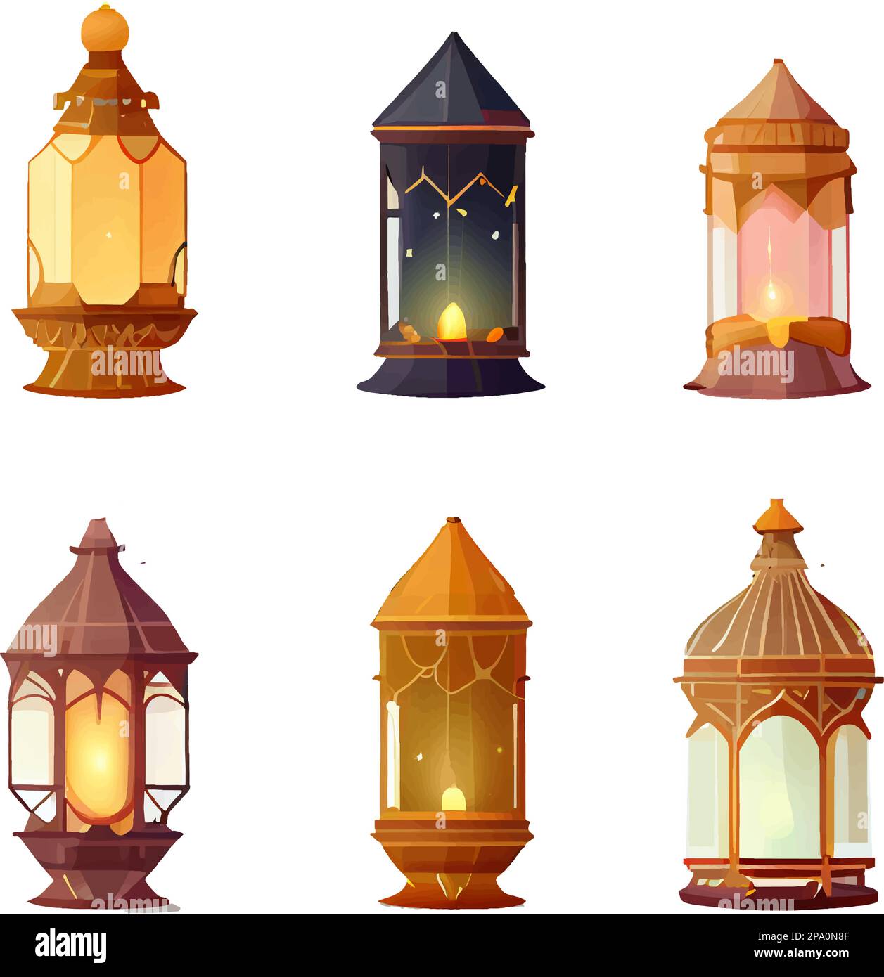 set vector illustration of mubarak light antern isolated on white ...