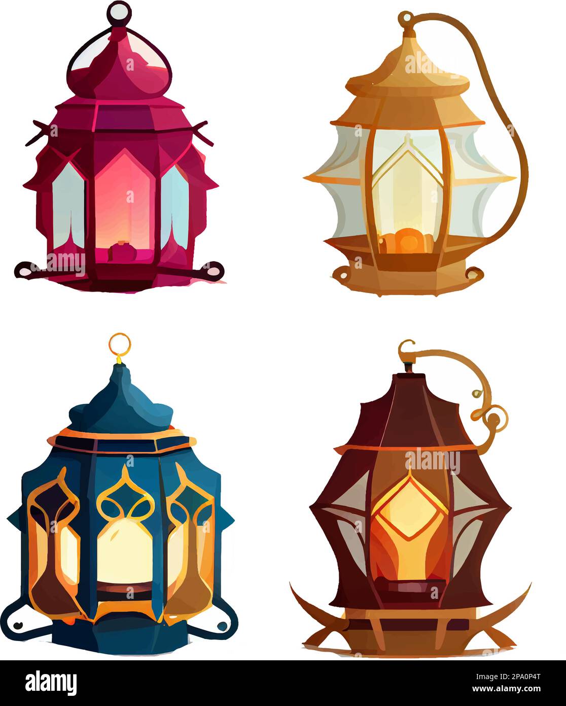 set vector illustration of mubarak light antern isolated on white ...