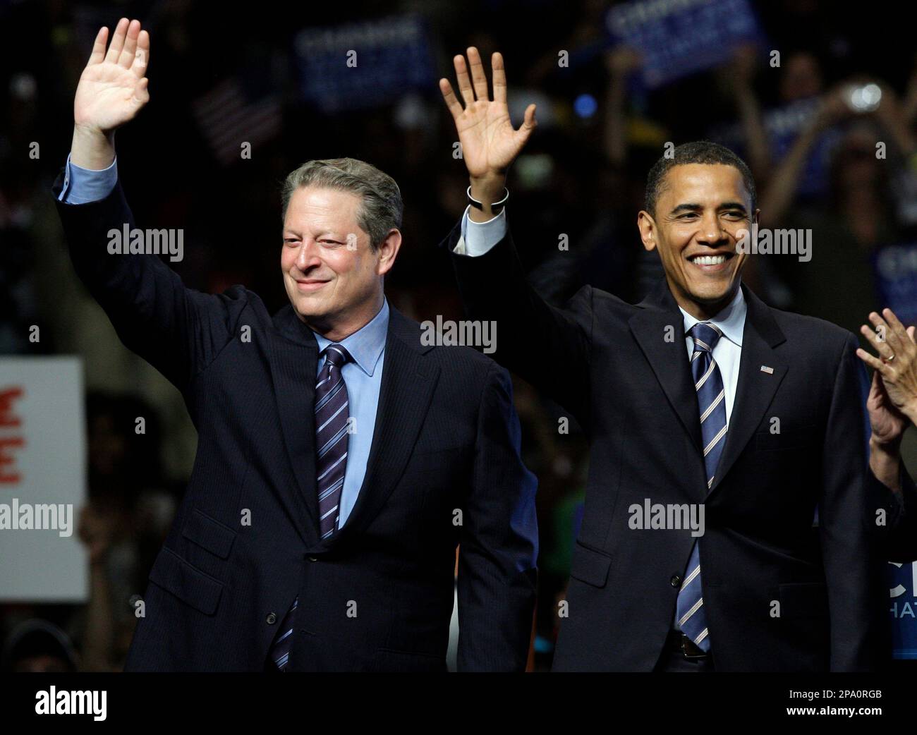 Democratic presidential candidate Sen. Barack Obama, D-Ill., right, and ...