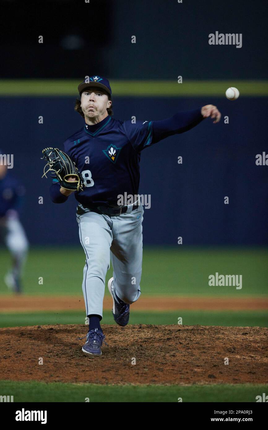UNCW Seahawks relief pitcher Luke Craig (48) delivers a pitch to the ...