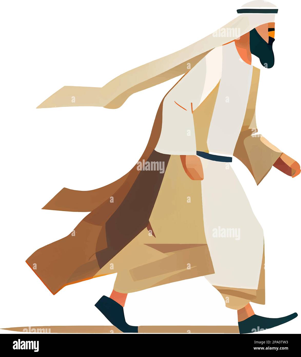 vector illustration of arab man in traditional clothes isolate on white ...