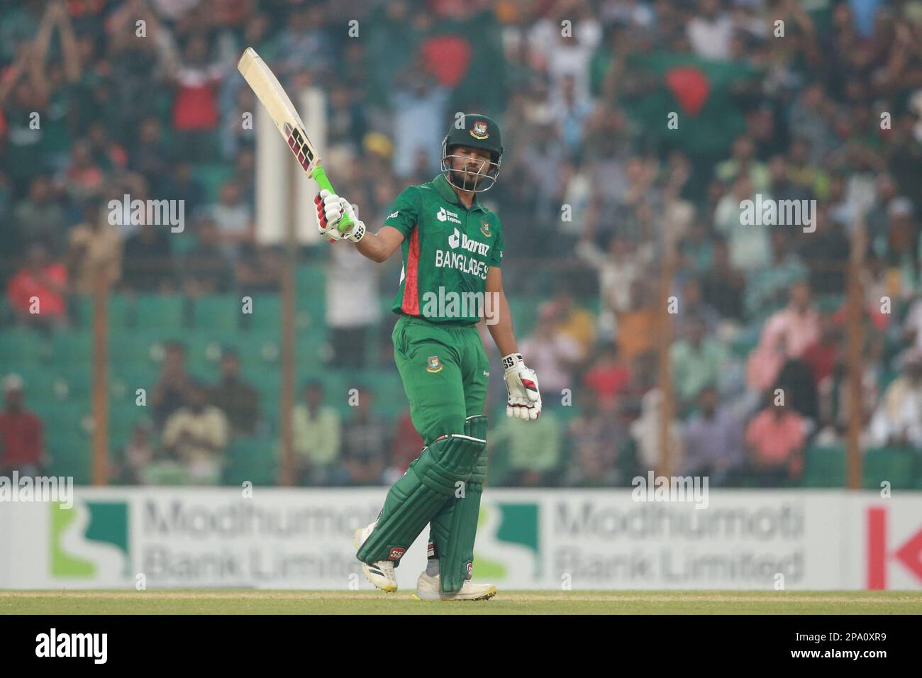 Nazmul Hasan Shanto celebrates his fifty runs during Bangladesh-England ...