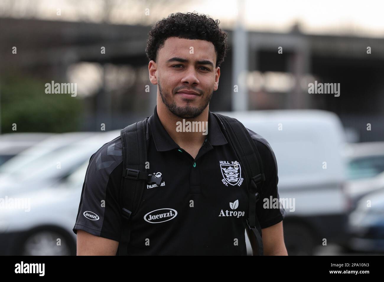 Darnell McIntosh #5 of Hull FC arrives at The MKM Stadium ahead of the ...