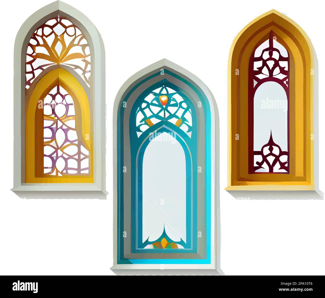 set vector illustration of islamic style window isolated on white ...