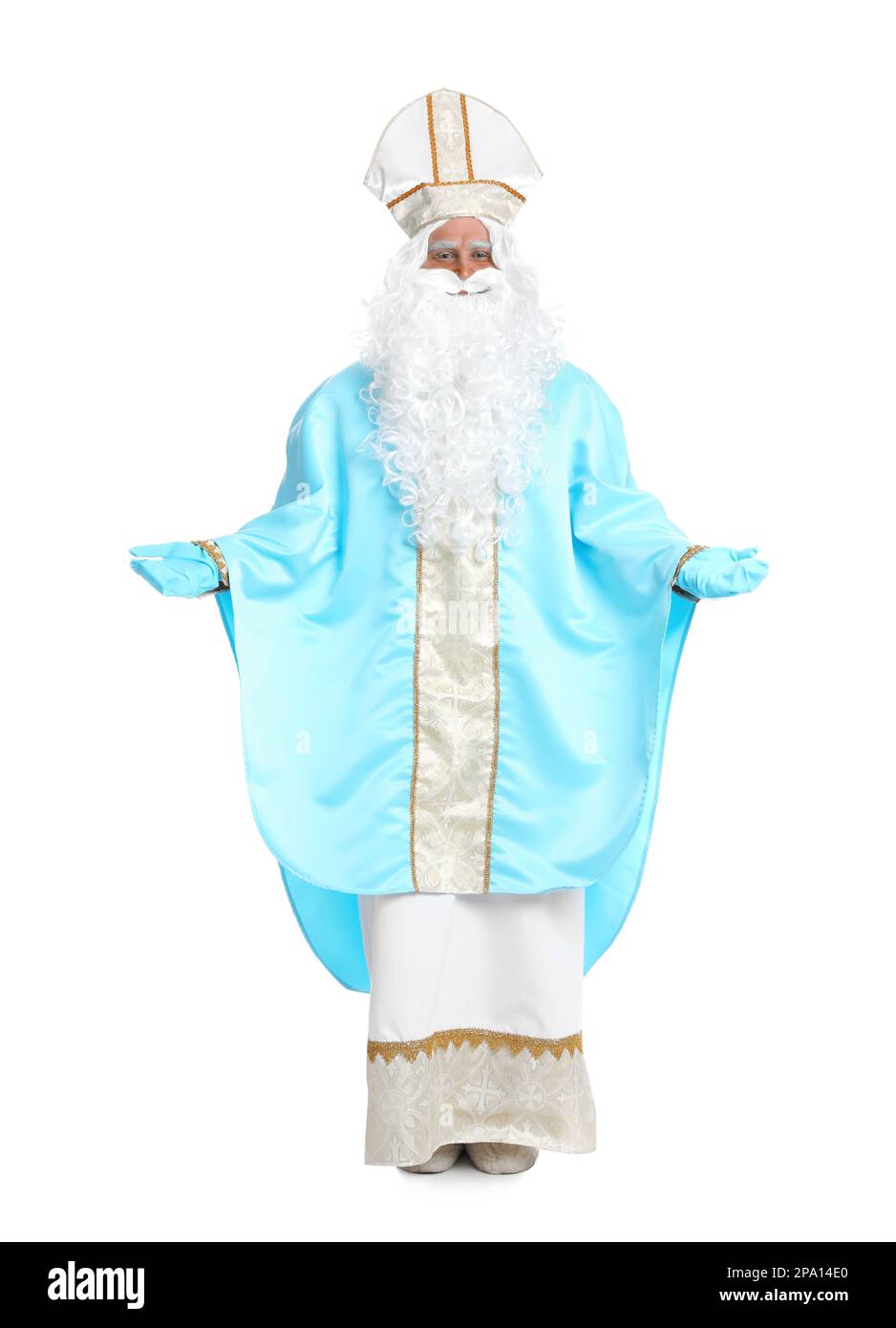 Full length portrait of Saint Nicholas on white background Stock Photo ...