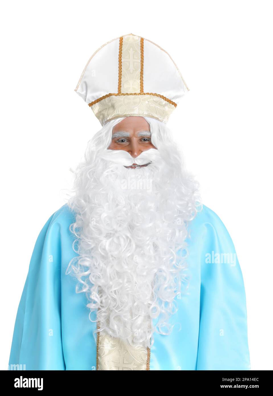 Portrait of Saint Nicholas on white background Stock Photo - Alamy
