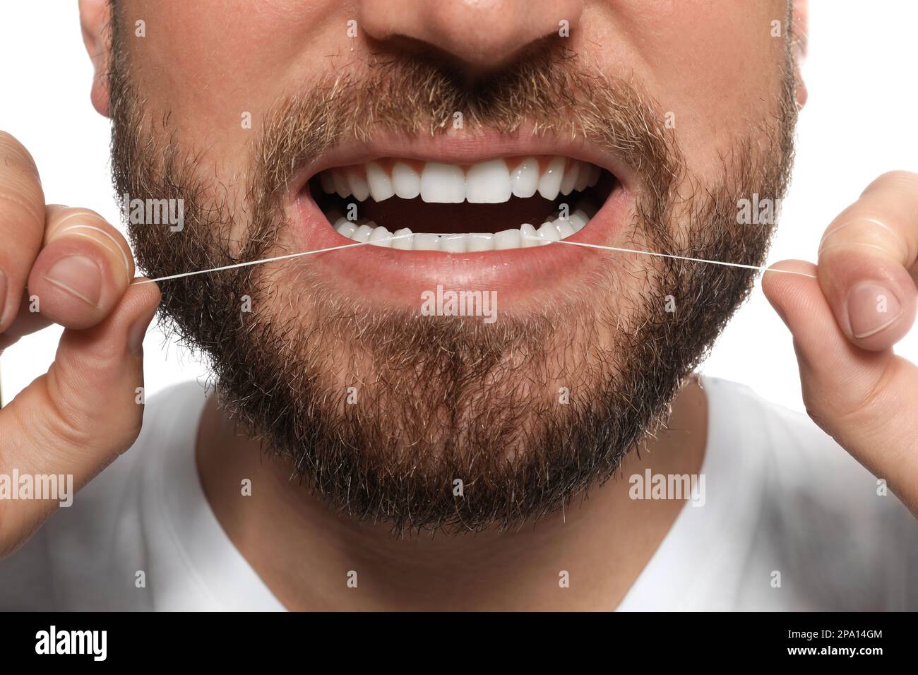 Man flossing teeth hi-res stock photography and images - Alamy