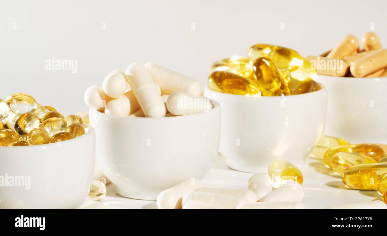 Vitamin D, omega 3, omega 6, Food supplement oil filled fish oil ...