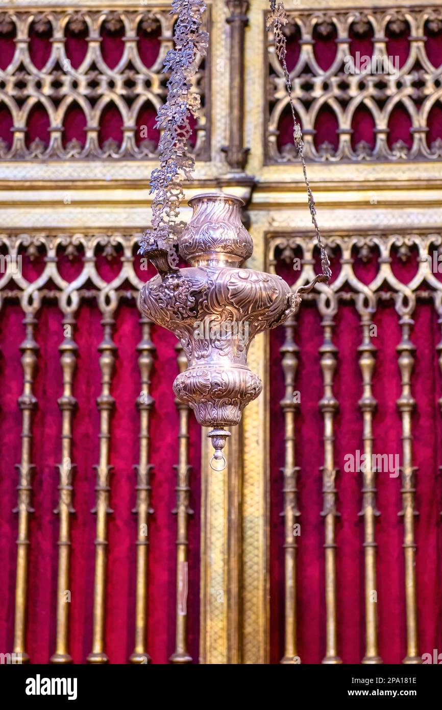 Antique censer object in the interior of the famous religious building ...