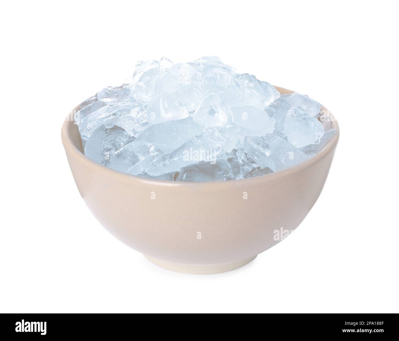 Crushed ice in bowl on white background Stock Photo - Alamy