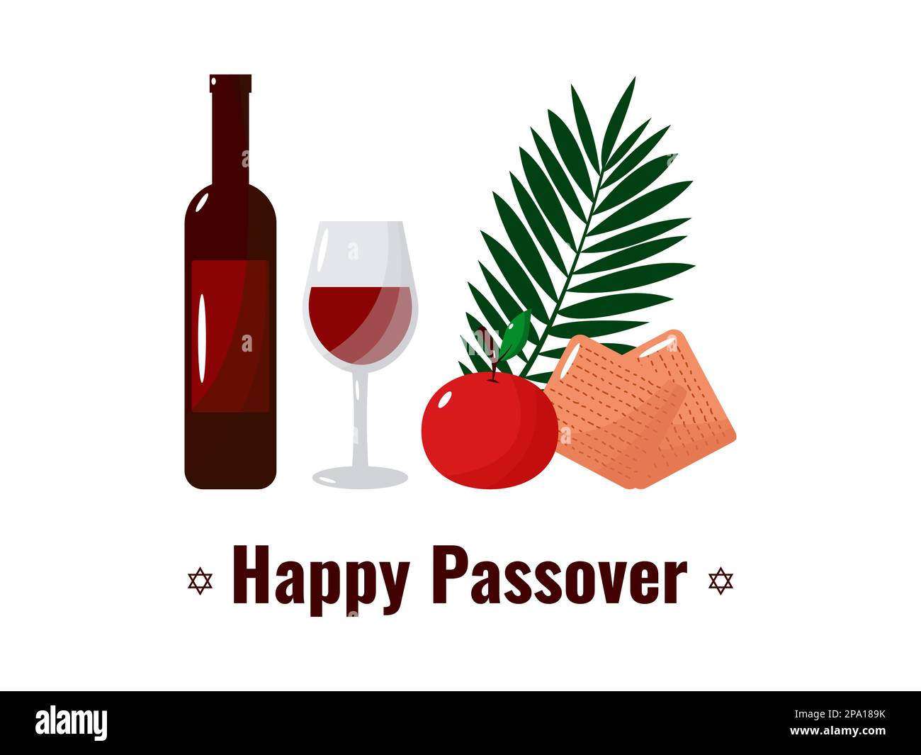 Jewish Holiday Passover Pesach Traditional Icons And Symbols Vector Illustration Stock Vector