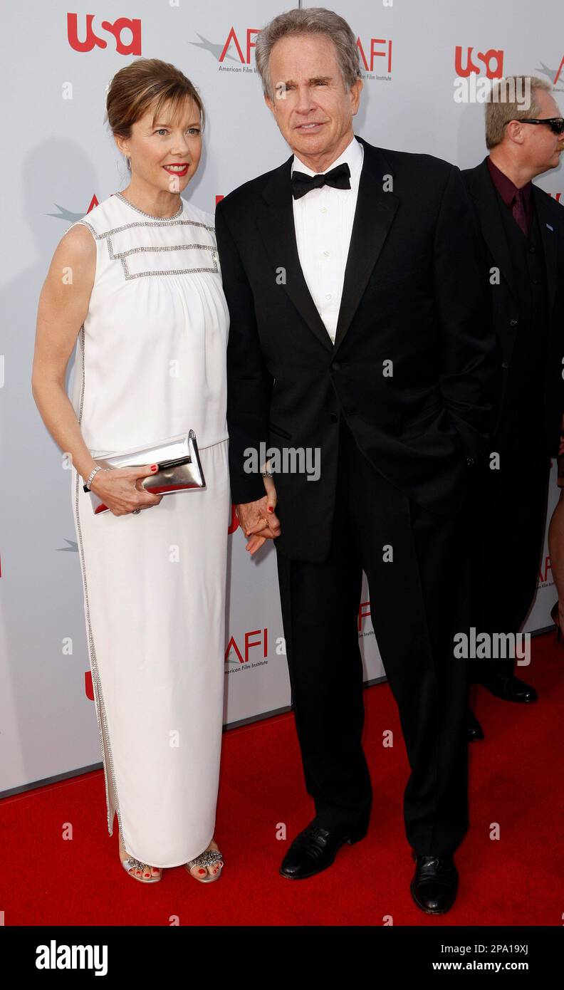 Warren Beatty, right, and Annette Bening arrive at the American Film ...