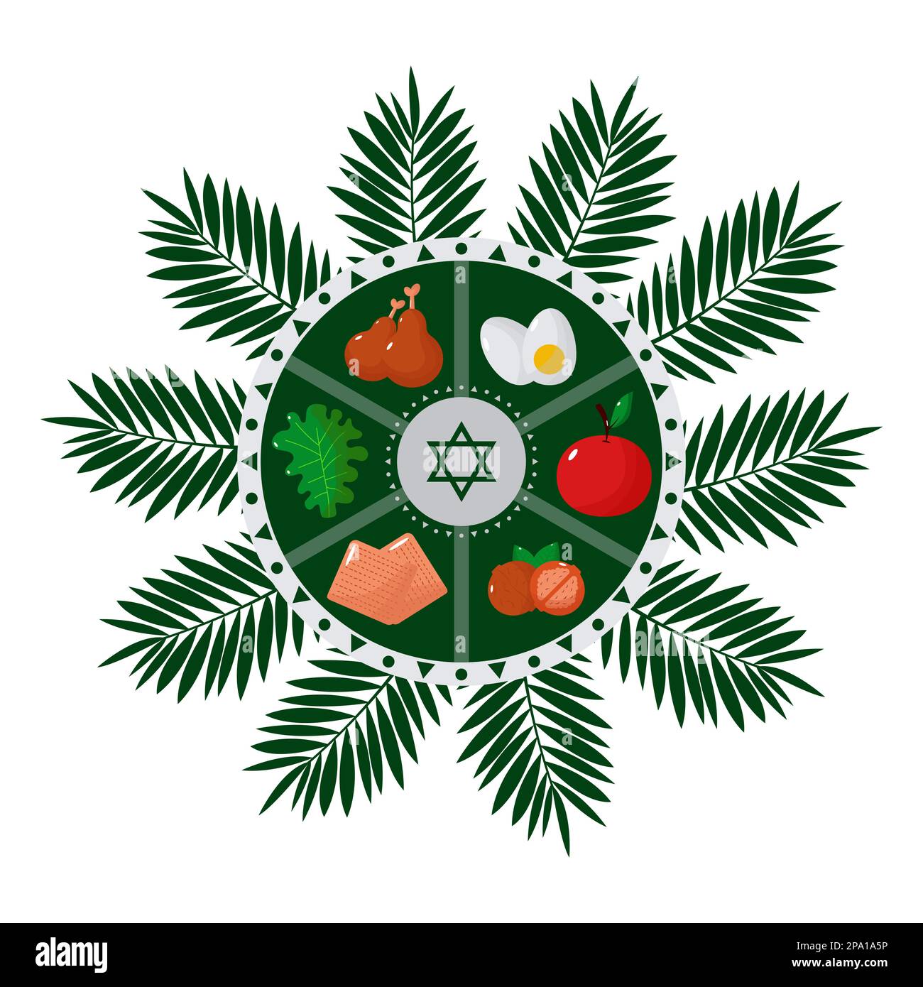 Jewish holiday Passover, Pesach, traditional icons and symbols. Vector ...
