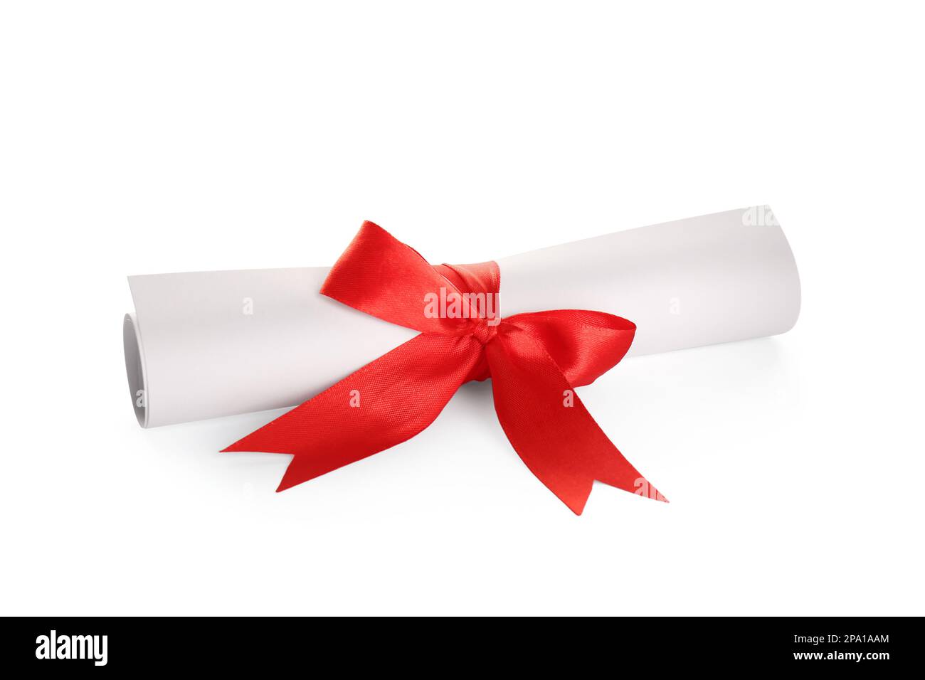 Rolled student's diploma with red ribbon isolated on white Stock Photo ...
