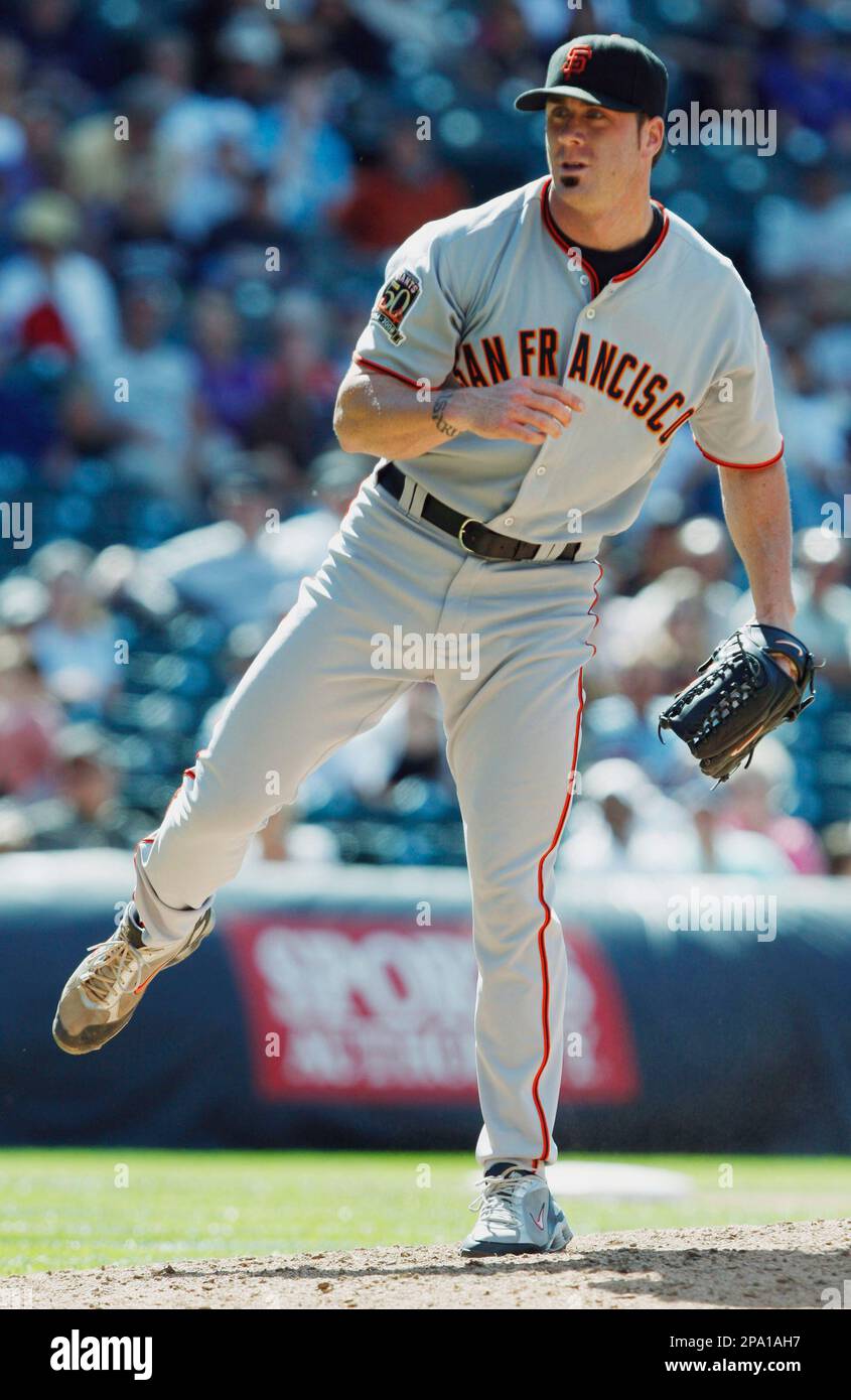 San Francisco Giants relief pitcher Brian Wilson reacts after getting ...