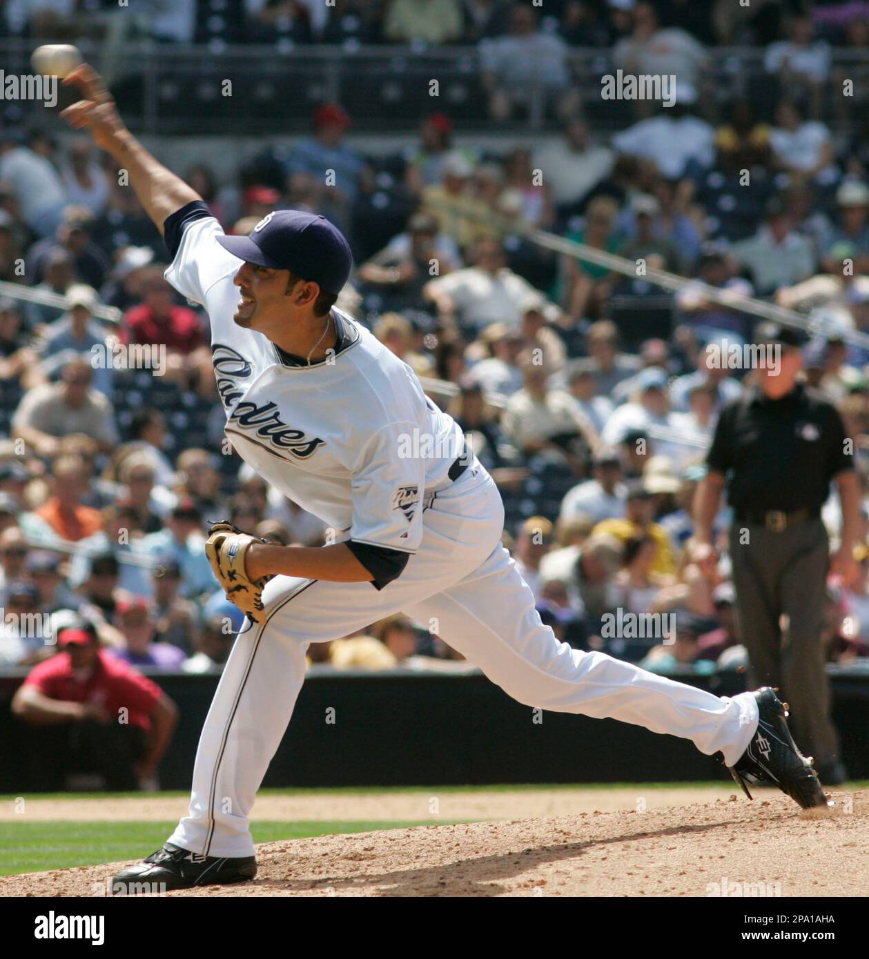 San Diego Padres closing pitcher Mike Adams delivers the ball during ...