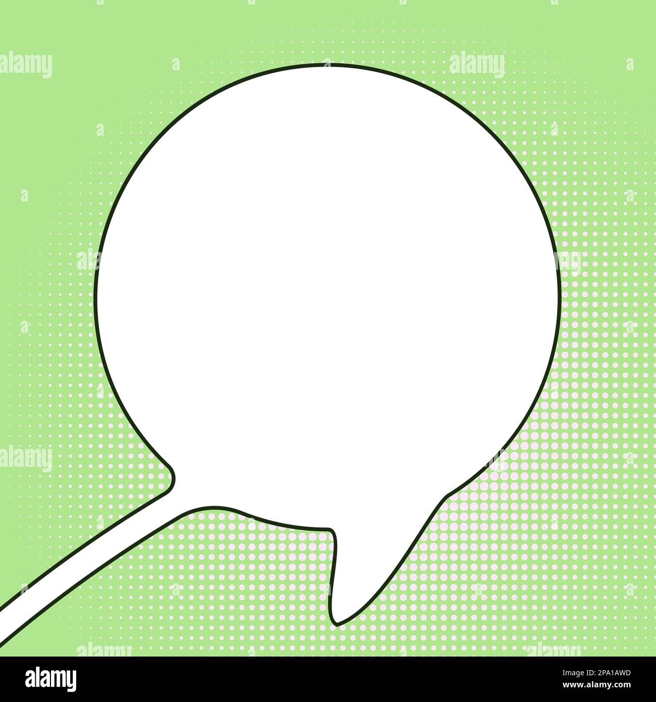 Round speech bubble made of one continuous line drawing on halftone pop ...