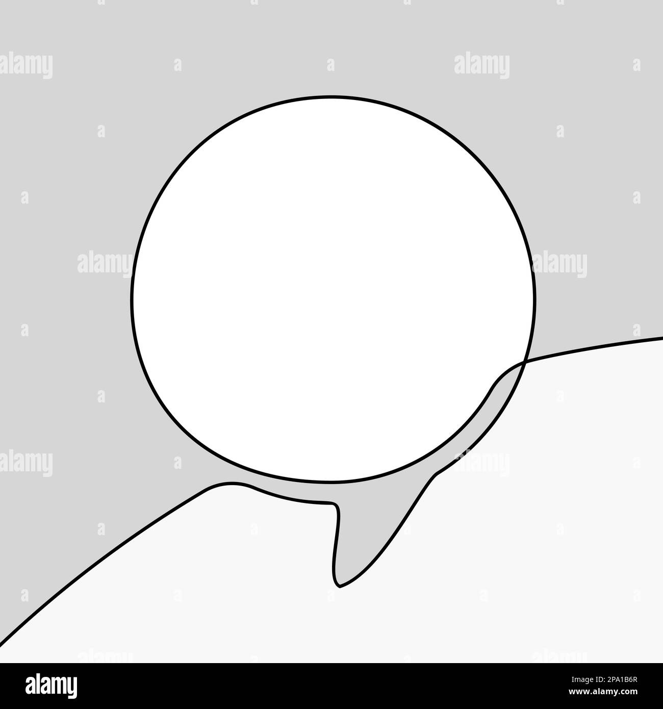 Continuous line drawing of round speech bubble, Vector minimalistic ...