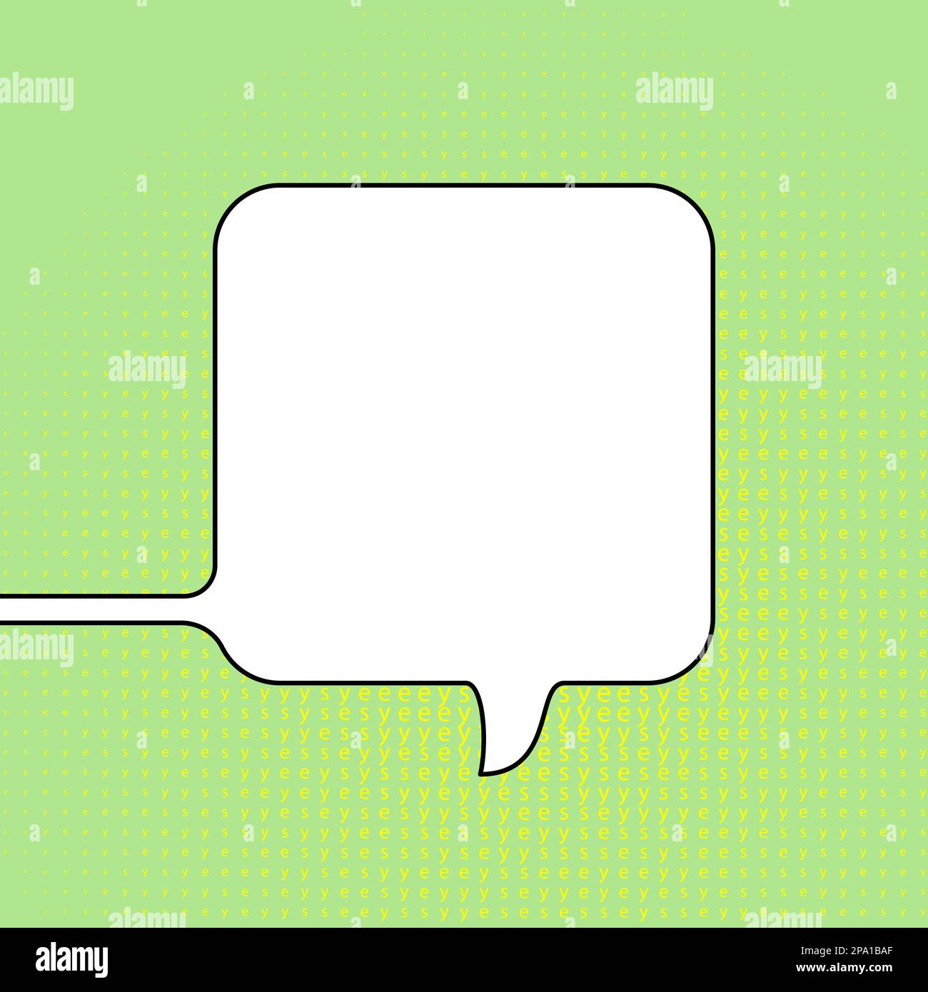 Square speech bubble made of one continuous line drawing on halftone ...