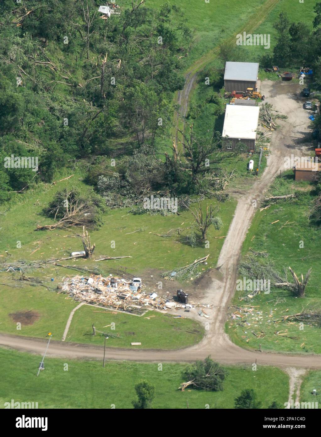 This aerial view shows a destroyed building Thursday, June 12, 2008 at ...